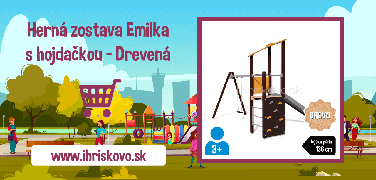 Herná zostava Emilka s hojdačkou – Drevená | Ihriskovo.sk